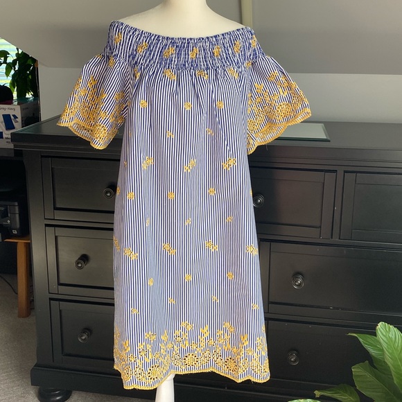 Grifflin Paris | Dresses | Griffin Paris Blue Yellow Large Lace Off The ...